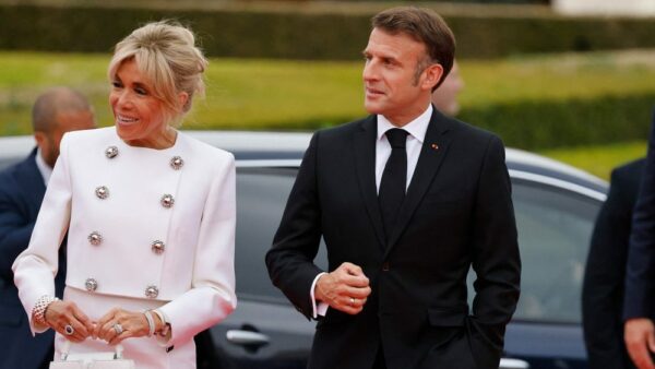 French First Lady Brigitte Macron Suits Up in Louis Vuitton Cropped ...