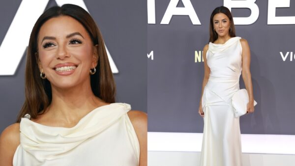 Eva Longoria Honors Victoria Beckham in Ivory Dress at Netflix ...